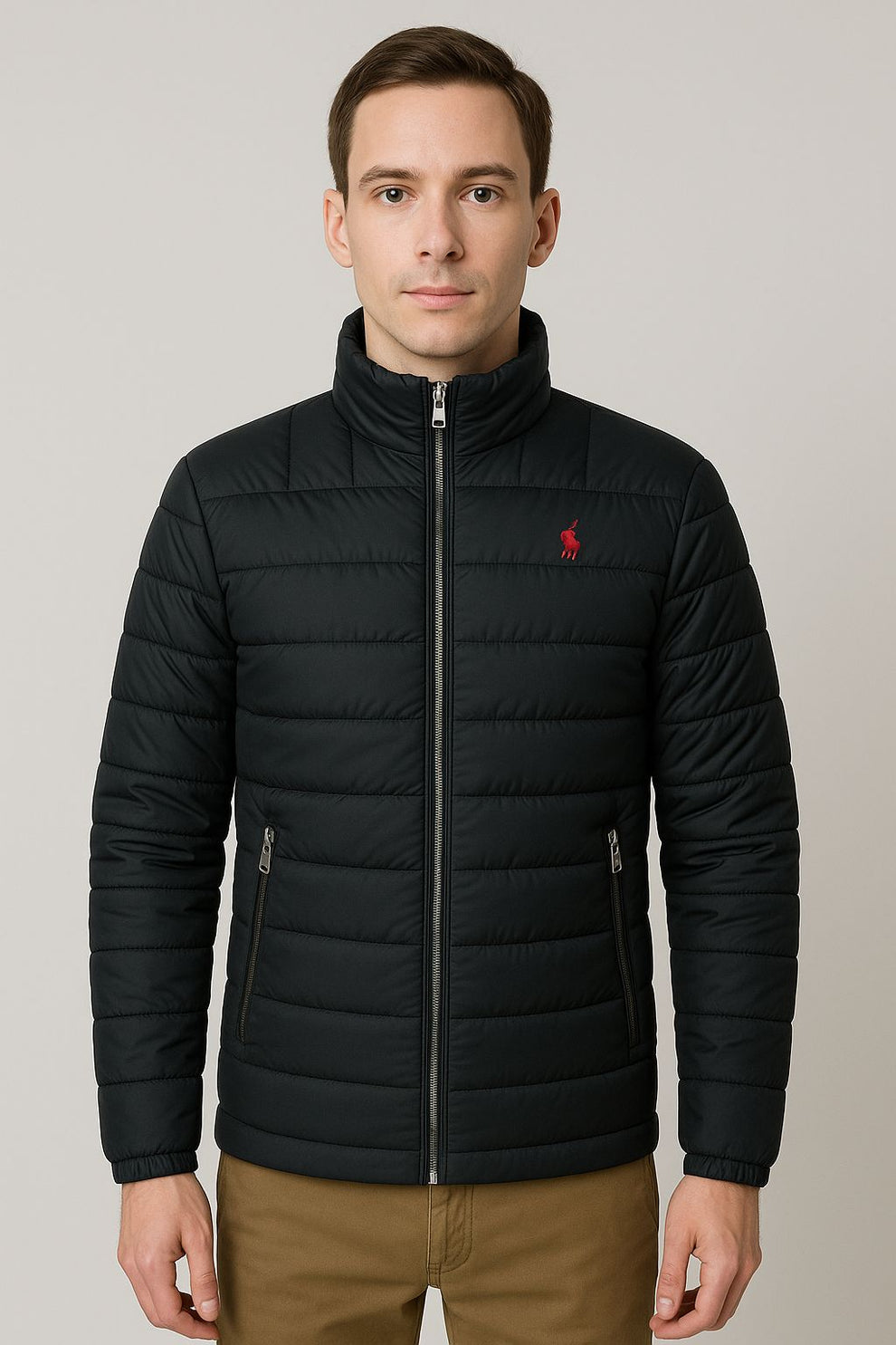 Rl Premium Puffer Jacket Full Sleeves (Small Pony) Black – Royal Shop
